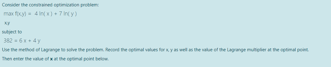 Solved Consider the constrained optimization problem: max | Chegg.com