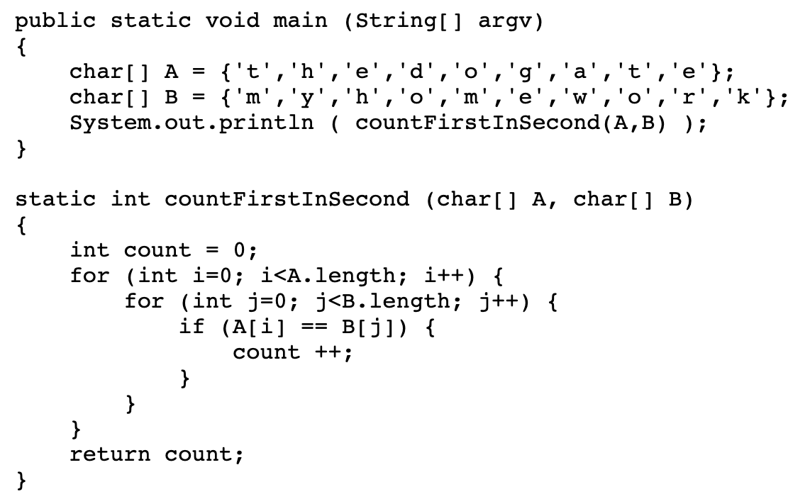 Solved 1. In charCount.java edit the above to count only the | Chegg.com