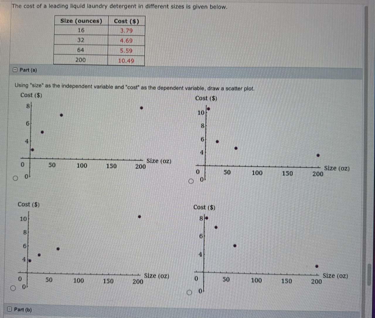 Solved The cost of a leading liquid laundry detergent in | Chegg.com