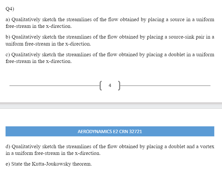 Solved a) Qualitatively sketch the streamlines of the flow | Chegg.com