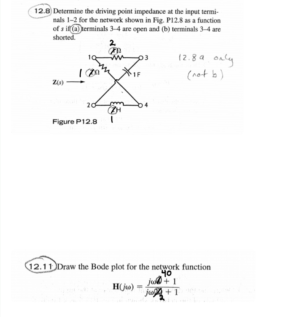 Solved 12.8 Determine the driving point impedance at the | Chegg.com