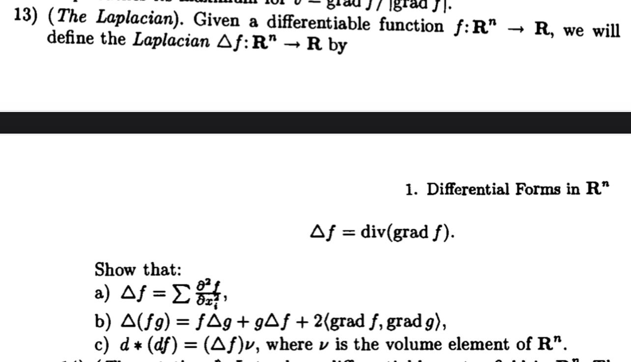 Solved 13) (The Laplacian). Given a differentiable function | Chegg.com