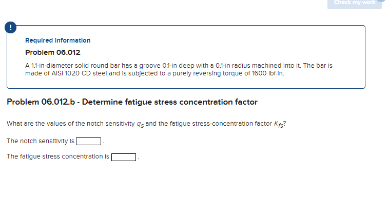 Solved Check my work Required Information Problem 06.012 A | Chegg.com