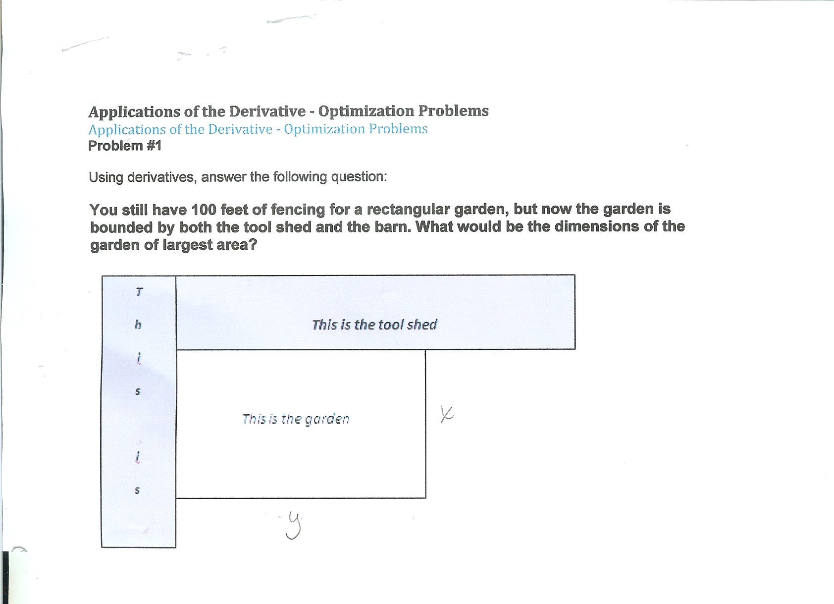 Solved Applications Of The Derivative Optimization