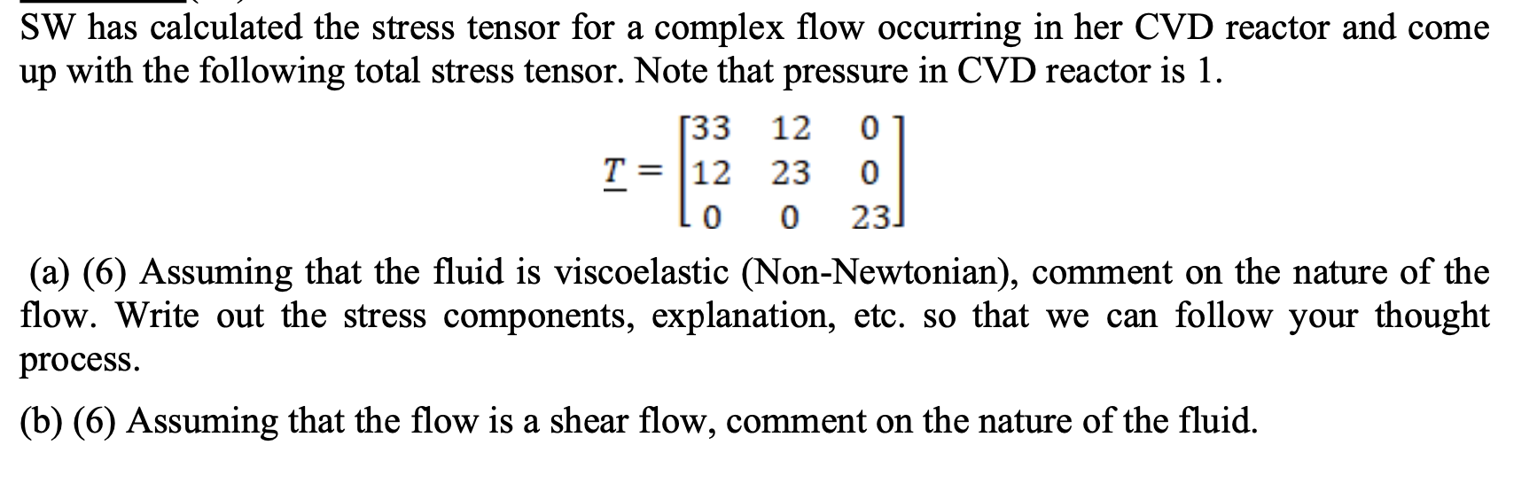Solved SW has calculated the stress tensor for a complex | Chegg.com