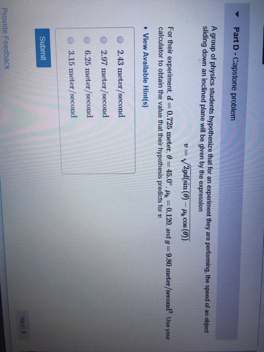 Solved 3 of 10 Part C - Projectile motion A student solving | Chegg.com