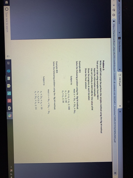 X Hw 05.pdf Problem 2: Write a MATLAB script the | Chegg.com