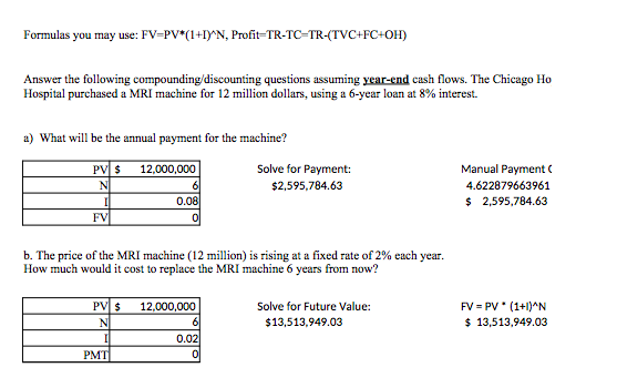 Solved Formulas you may use: FV=PV*(1+IY'N, | Chegg.com