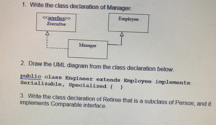 (Solved) : 1 Write Class Declaration Manager Employee Executive Manager ... (Solved) : 1 Write Class Declaration Manager Employee Executive Manager ...
