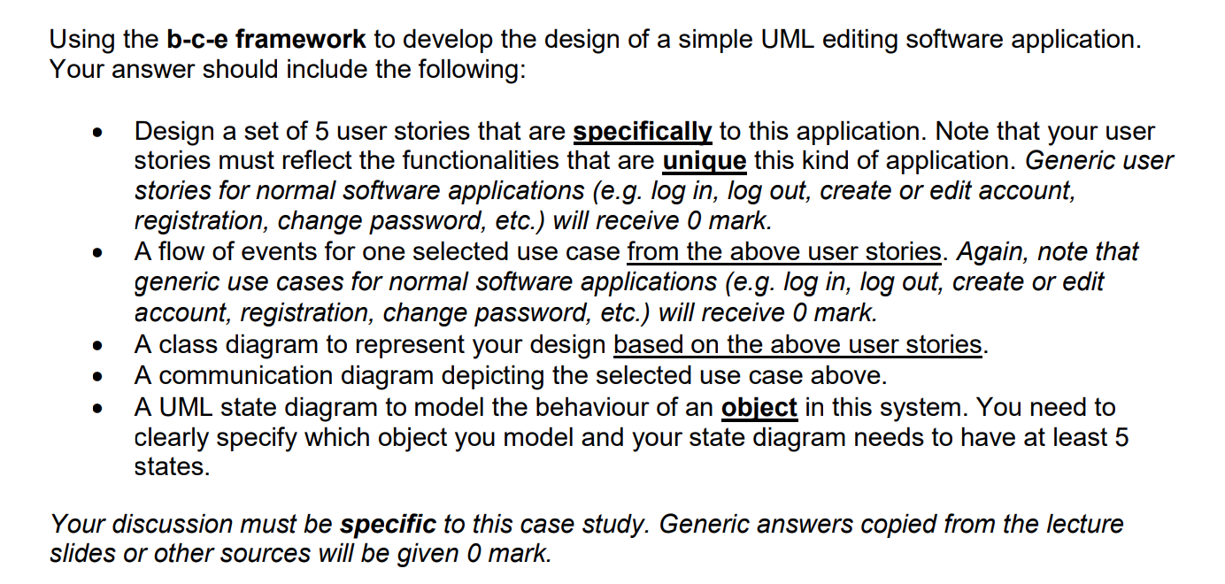 Solved Using the b-c-e framework to develop the design of a | Chegg.com
