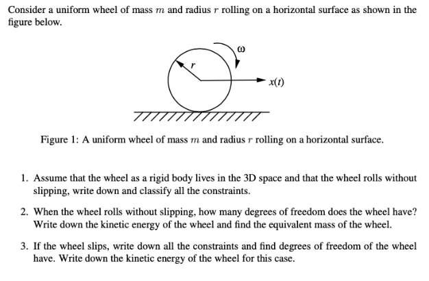 Solved Consider a uniform wheel of mass m and radius r | Chegg.com
