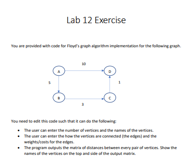 // C++ Program for Floyd Warshall Algorithm | Chegg.com