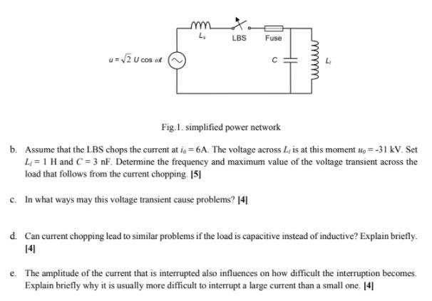 Solved m L LBS Fuse u = V2 U cost HI mm Fig. 1. simplified | Chegg.com