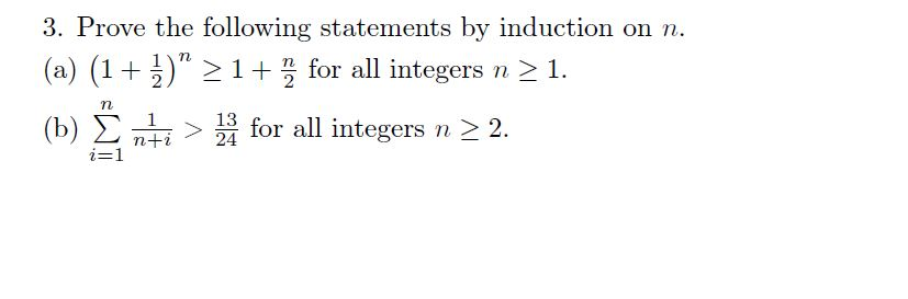 Solved 3. Prove the following statements by induction on n. | Chegg.com
