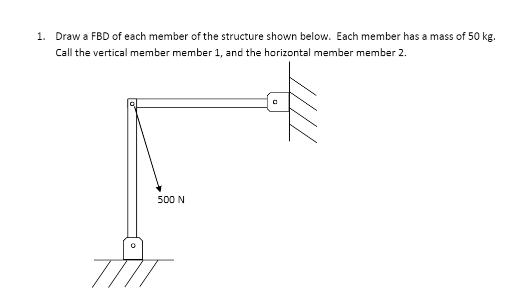 Solved 1. Draw a FBD of each member of the structure shown | Chegg.com