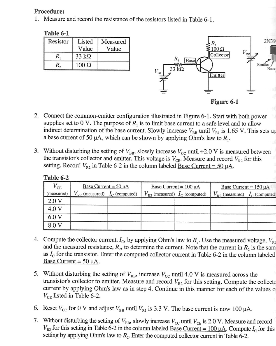 Solved Procedure: 1. Measure and record the resistance of | Chegg.com