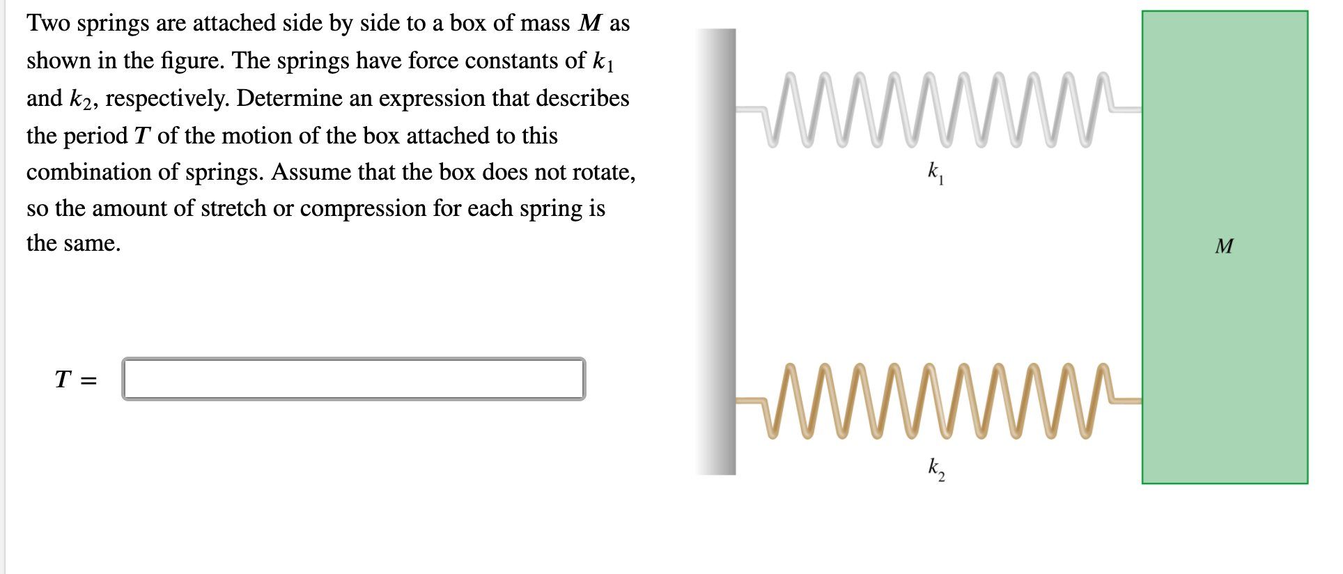 Solved Two springs are attached side by side to a box of | Chegg.com