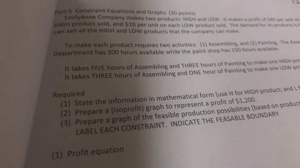 Bart 5 Constraint Equations and Graphs (30 points) | Chegg.com