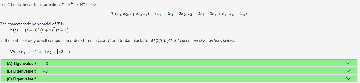 Solved Let T ﻿be the linear transformation T:R5→R5 | Chegg.com
