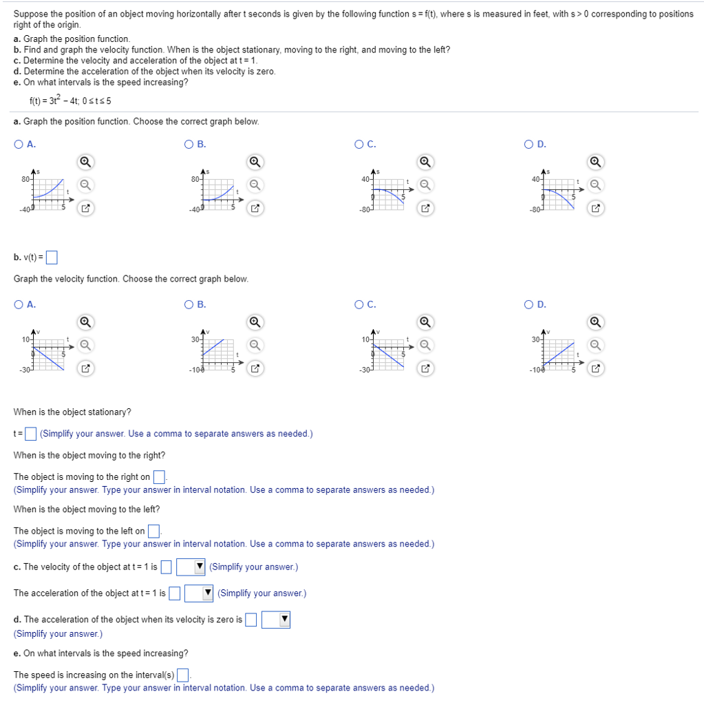 Solved Suppose the position of an object moving horizontally | Chegg.com