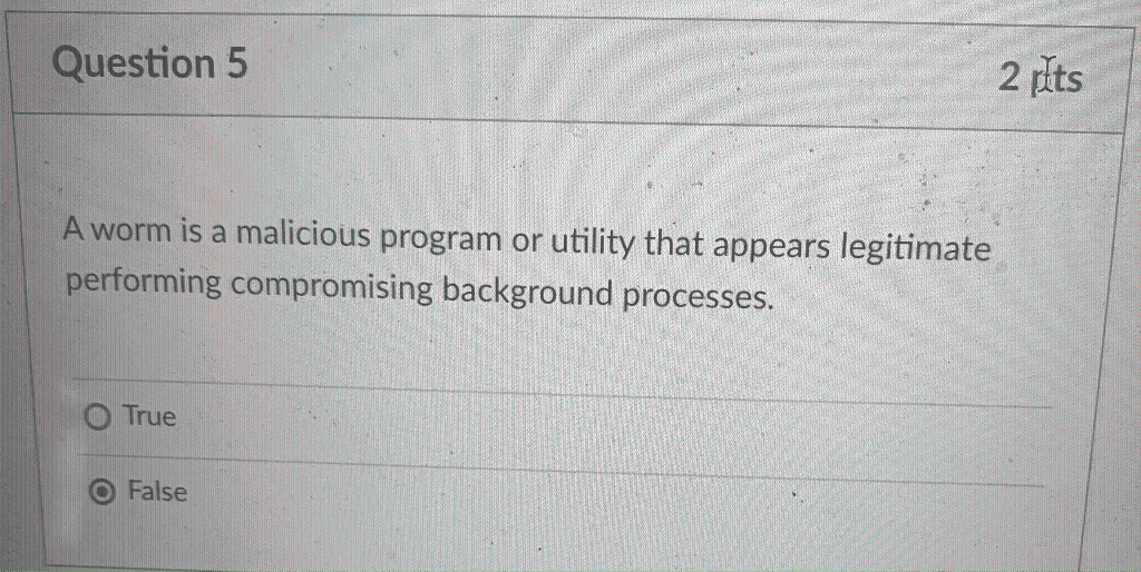 Solved A worm is a malicious program or utility that appears | Chegg.com