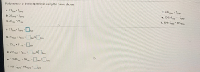 Solved Perform each of these operations using the bases | Chegg.com