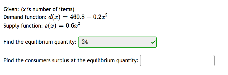 Solved Given: (x is number of items) Demand function: d(x) = | Chegg.com
