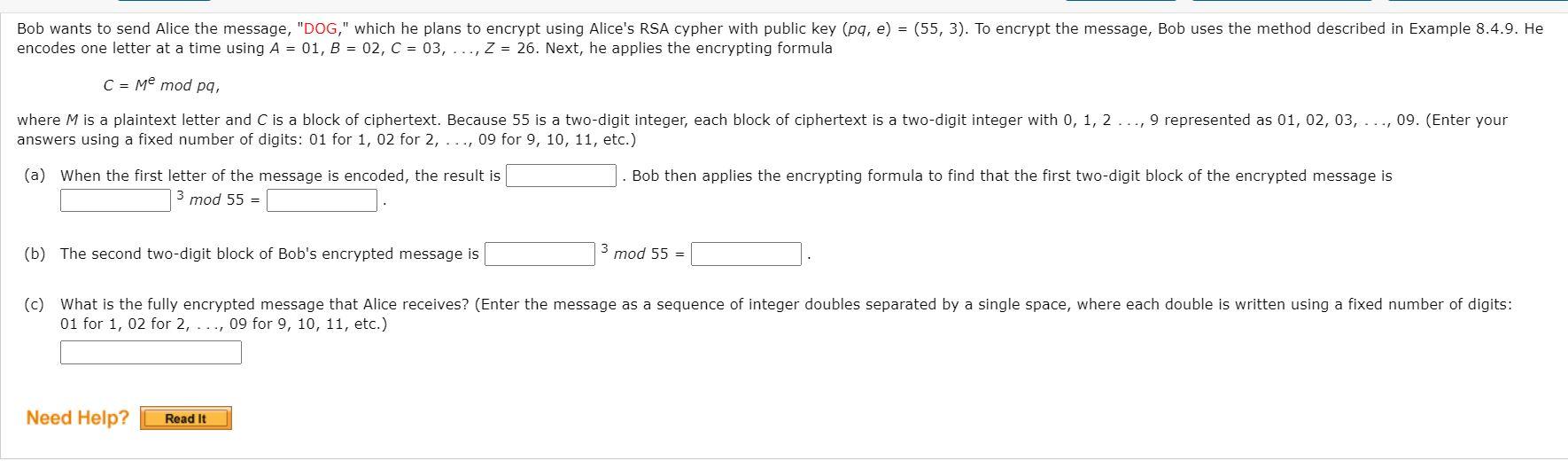 Solved Bob wants to send Alice the message, "DOG," which he | Chegg.com