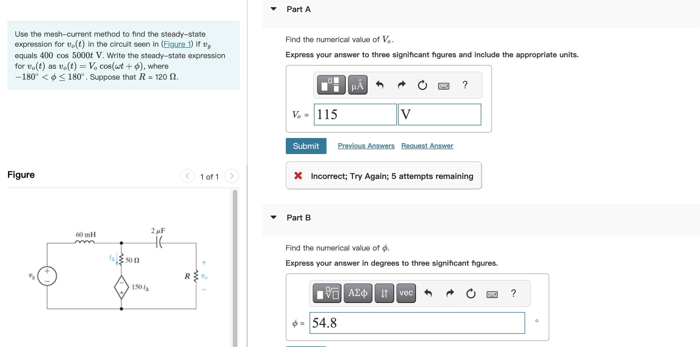 Solved Part AUse the mesh-current method to ﻿find the | Chegg.com
