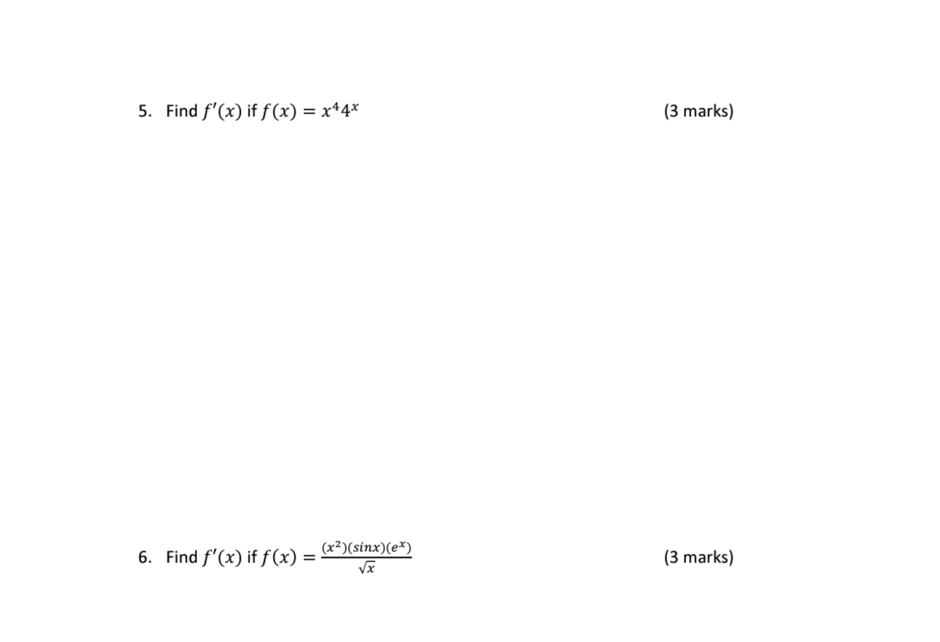 Solved Find f'(x) if f(x)=x44x(3 marks)Find f'(x) if | Chegg.com Solved Find f'(x) if f(x)=x44x(3 marks)Find f'(x) if | Chegg.com