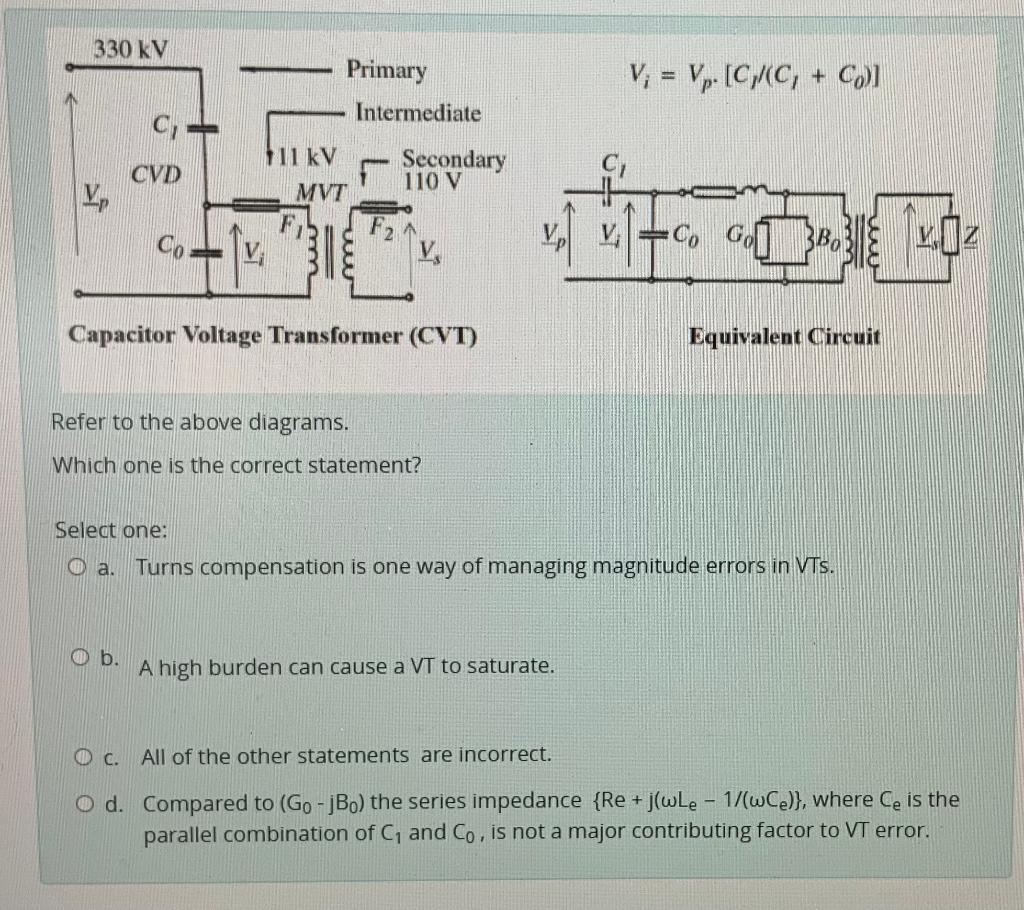 Solved 330 KV Primary V; = V. [C,/C, + Co] Intermediate C, — | Chegg.com