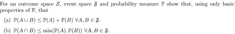 Solved For an outcome space S, event space F and probability | Chegg.com