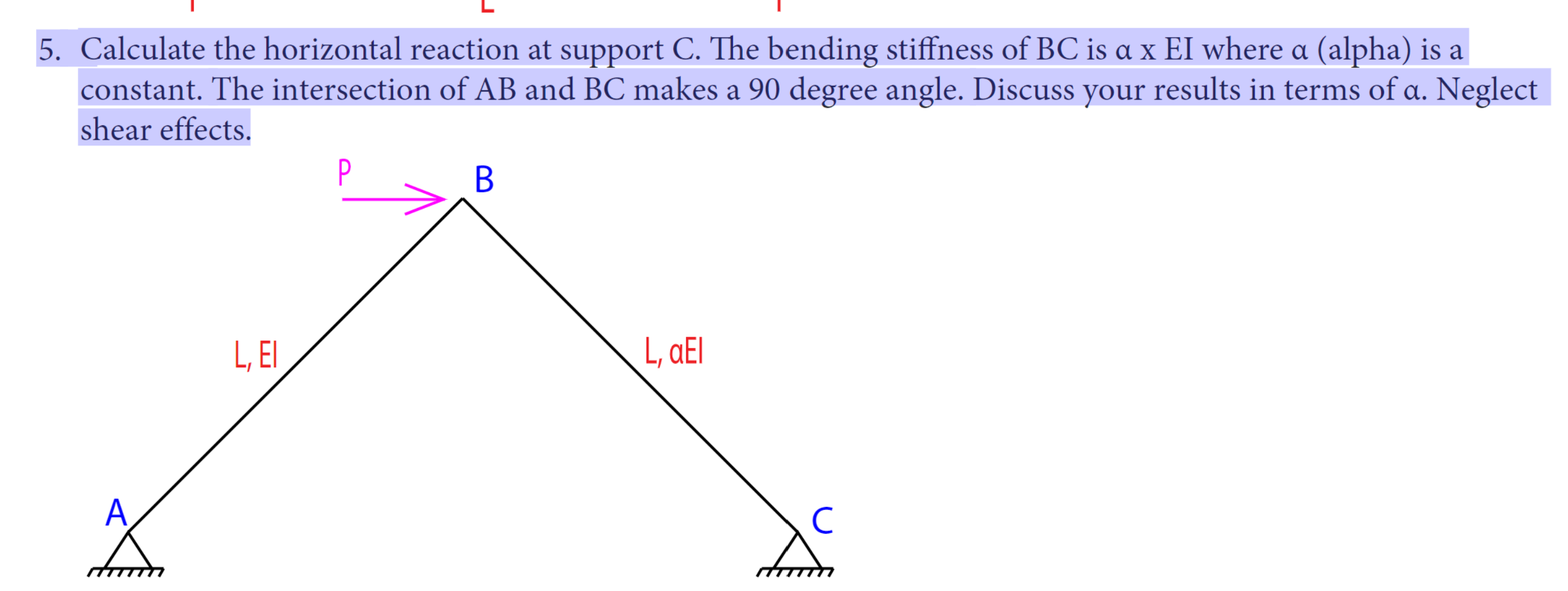 Solved 5. Calculate the horizontal reaction at support C. | Chegg.com