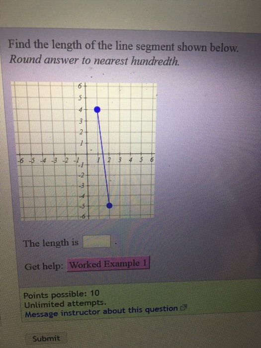 Solved Find the length of the line segment shown below. The | Chegg.com