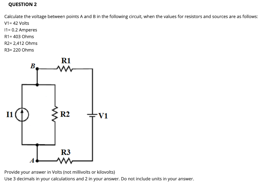 Solved QUESTION 2 Calculate the voltage between points A and | Chegg.com