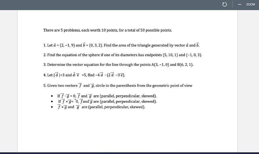 Solved There are 5 problems, each worth 10 points, for a | Chegg.com Solved There are 5 problems, each worth 10 points, for a | Chegg.com