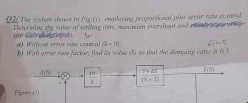 Solved O2 The system shown in Fig. (1) employing | Chegg.com