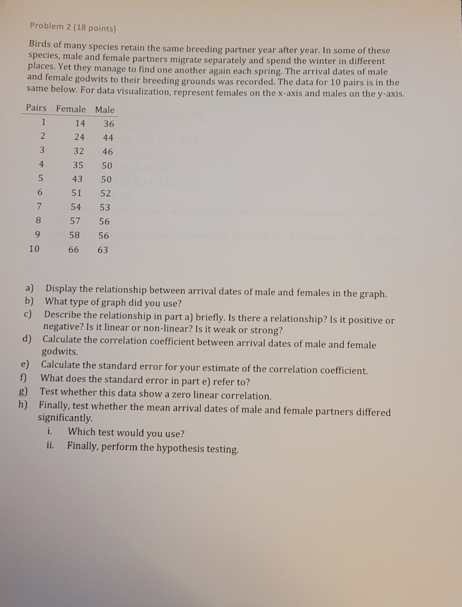 Problem 2 (18 points) Birds of many species retain | Chegg.com