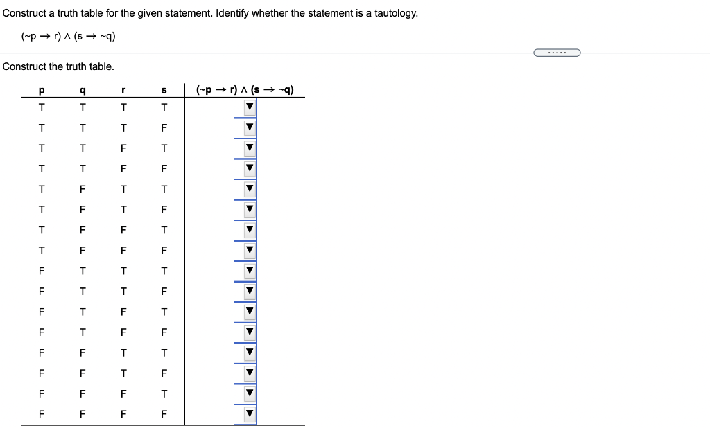 Solved Construct A Truth Table For The Given Statement