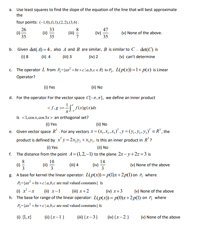 Solved a. Use least squares to find the slope of the | Chegg.com