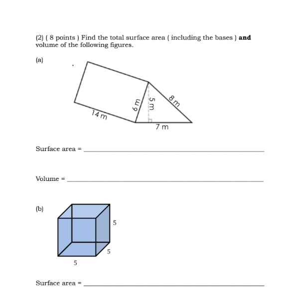 Solved (2) ( 8 points ) Find the total surface area | Chegg.com Solved (2) ( 8 points ) Find the total surface area | Chegg.com