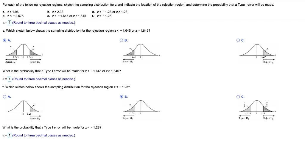 Solved For each of the following rejection regions, sketch | Chegg.com