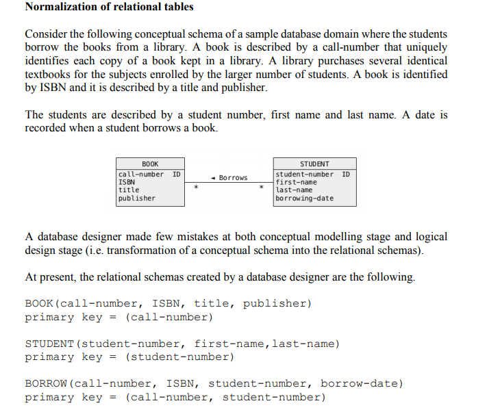 Solved Normalization of relational tables Consider the | Chegg.com