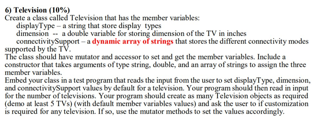 Solved 6) Television (10%) Create a class called Television | Chegg.com