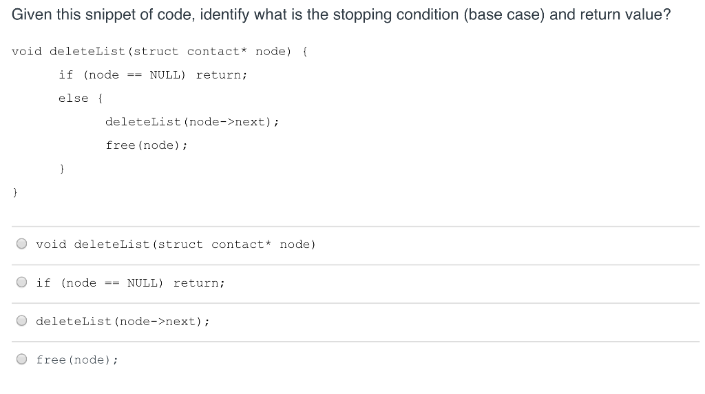 Solved Given this snippet of code, identify what is the | Chegg.com