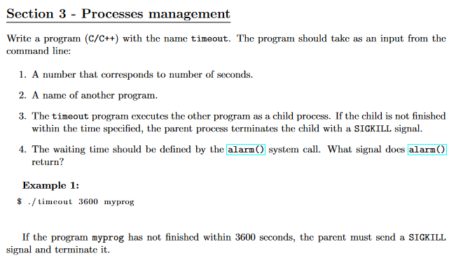 Section 3 - Processes management Write a program | Chegg.com