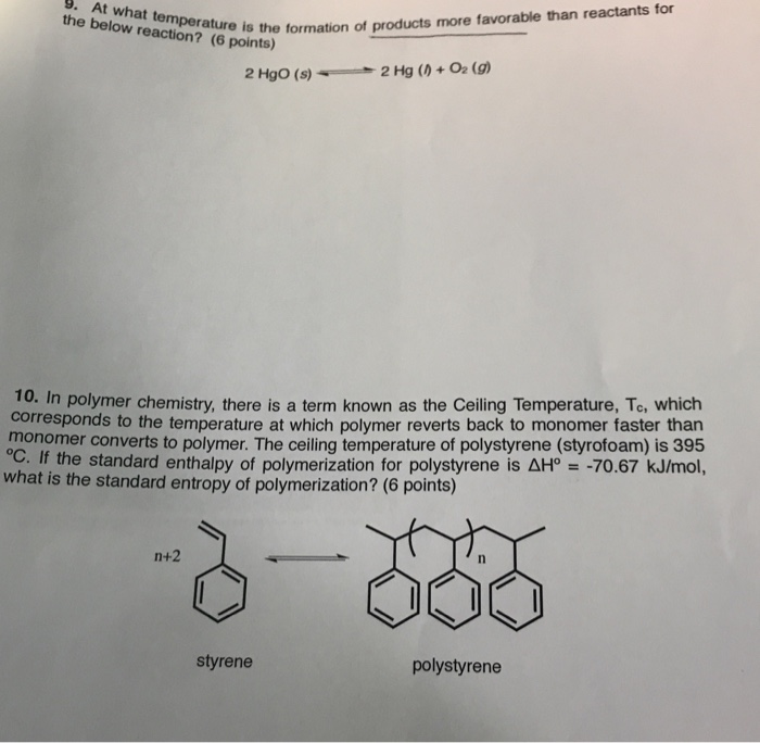 9. At what temperature formation reaction2 ture is | Chegg.com