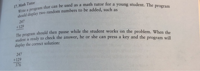 Solved 17. Math Tutor that can be used as a math tutor for a | Chegg.com