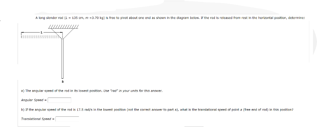 Solved A long slender rod (L = 135 cm, m =3.70 kg) is free | Chegg.com