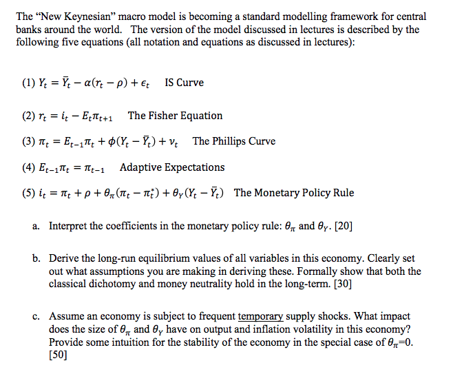 Solved The "New Keynesian" macro model is becoming a | Chegg.com